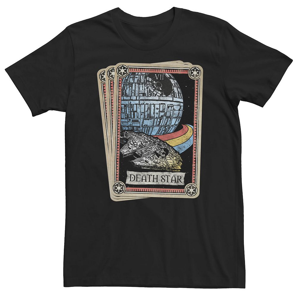 Big & Tall Star Wars Death Star & The Falcon Tarot Cards Graphc Tee