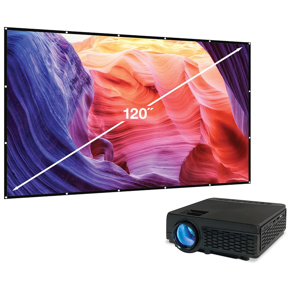 GPX Projector with Bluetooth & 120" Projection Screen