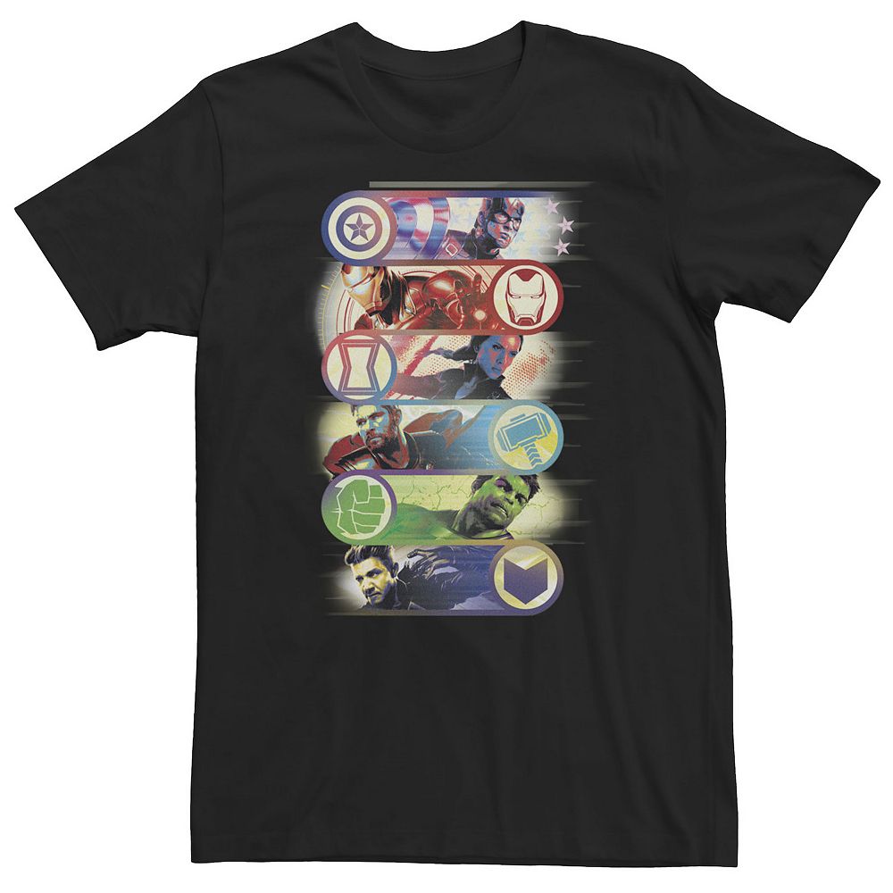 Big & Tall Marvel Avengers Endgame Hero Symbol Colorful Group Shot ...