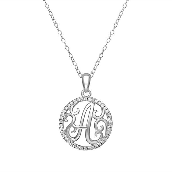 PRIMROSE Sterling Silver Cubic Zirconia Initial Pendant Necklace