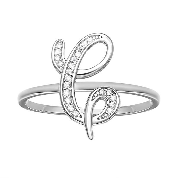 PRIMROSE Sterling Silver Cubic Zirconia Initial Ring