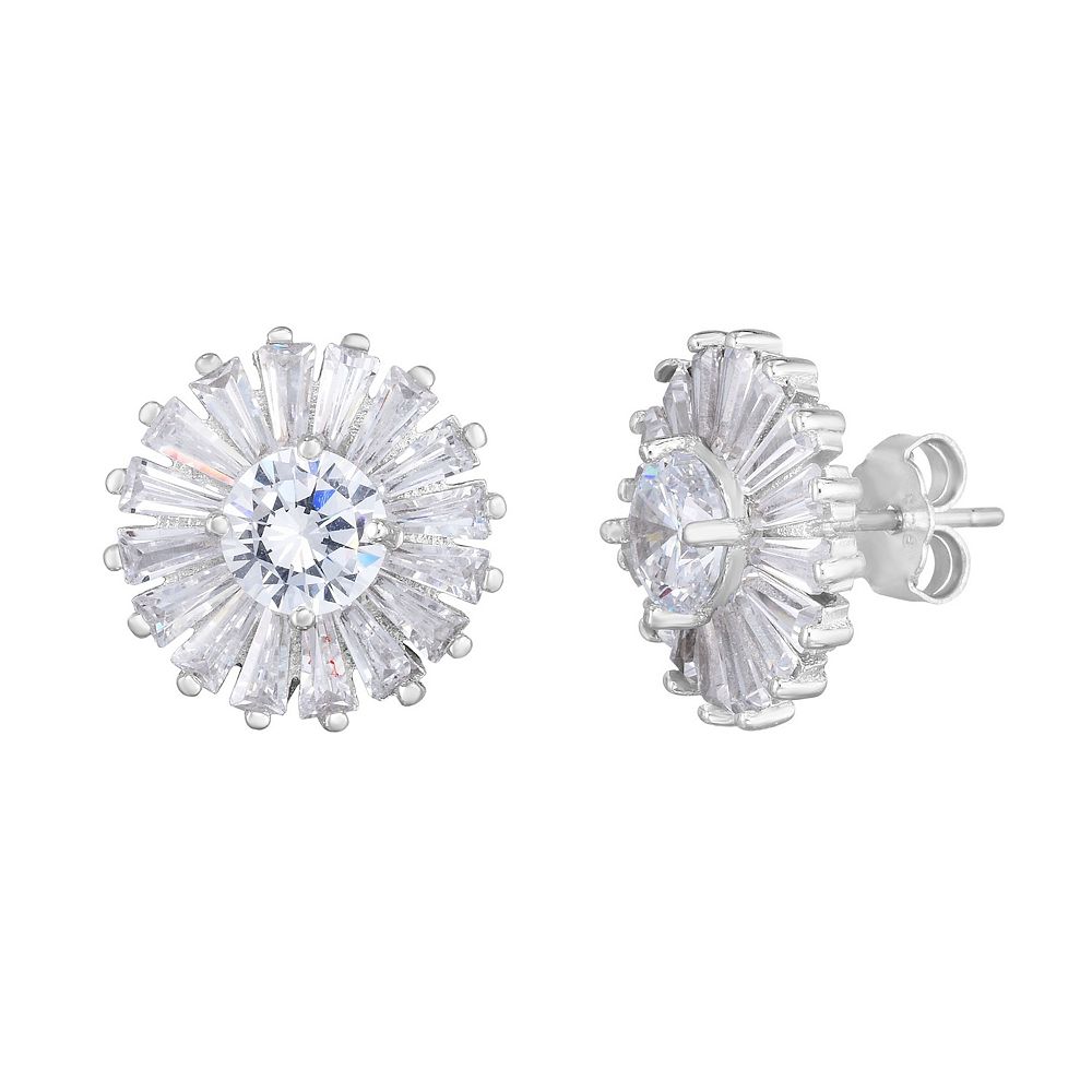 Sunkissed Sterling Cubic Zirconia Cluster Stud Earrings