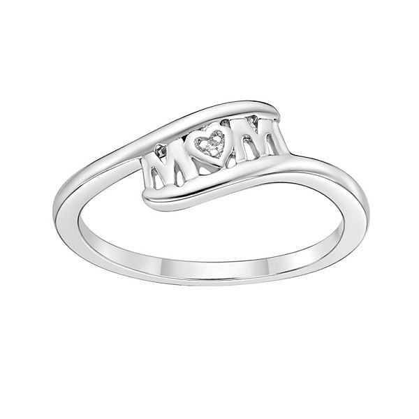 Gemminded Sterling Silver "Mom" Diamond Accent Ring