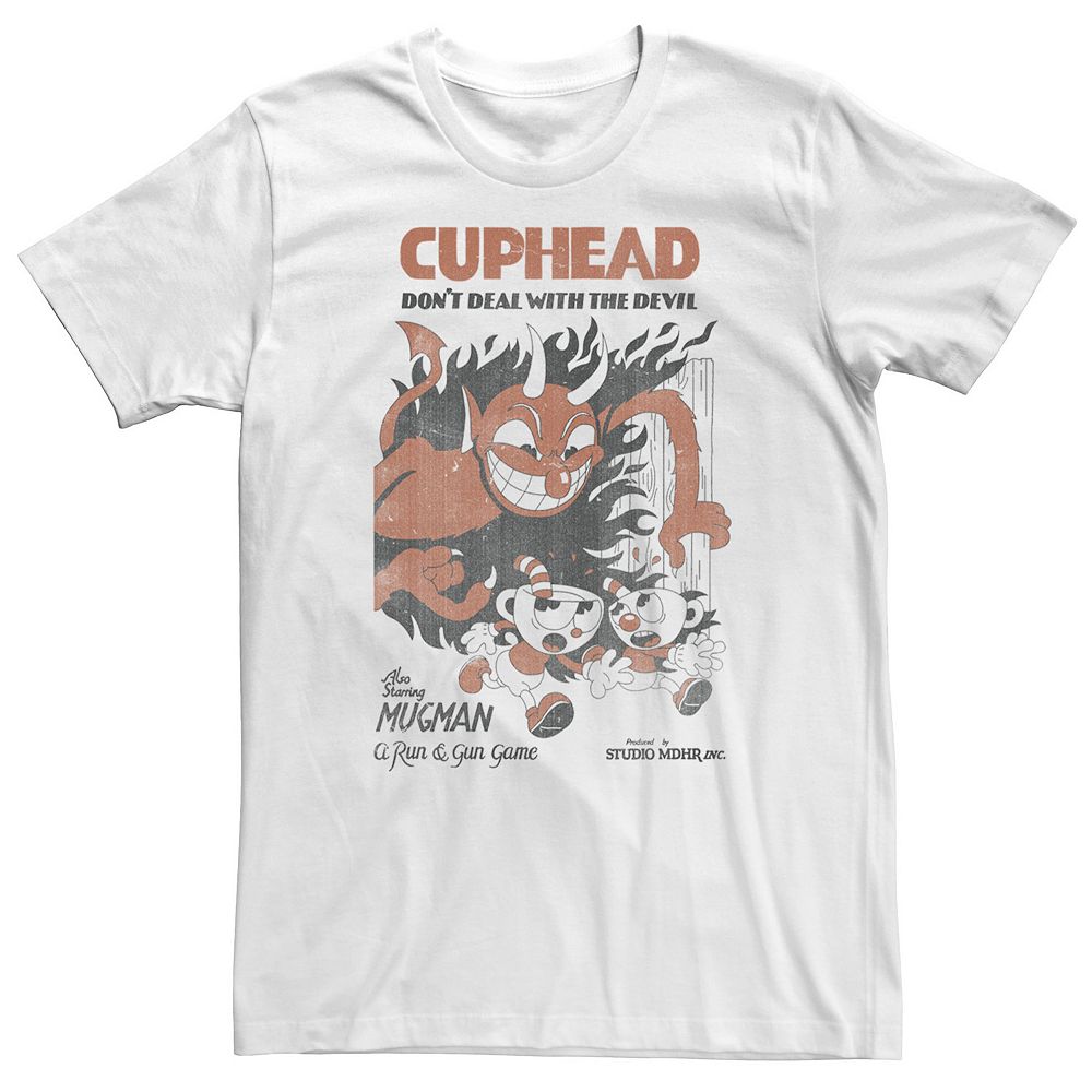 Big & Tall Cuphead & Mugman Running From The Devil Tee