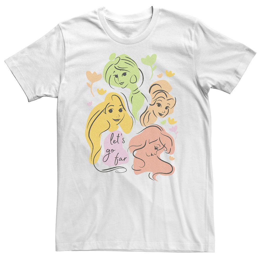 Big & Tall Disney Princess Group Shot Color Splash Outline "Let's Go ...