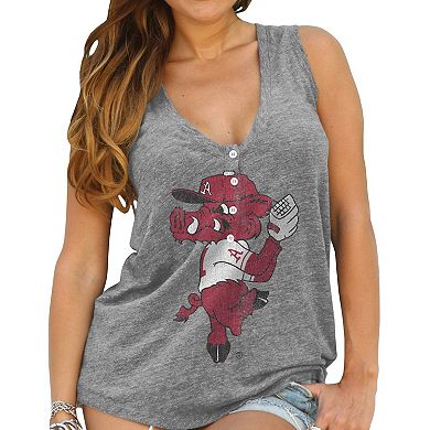 Women's Original Retro Brand Heathered Gray Arkansas Razorbacks Relaxed ...