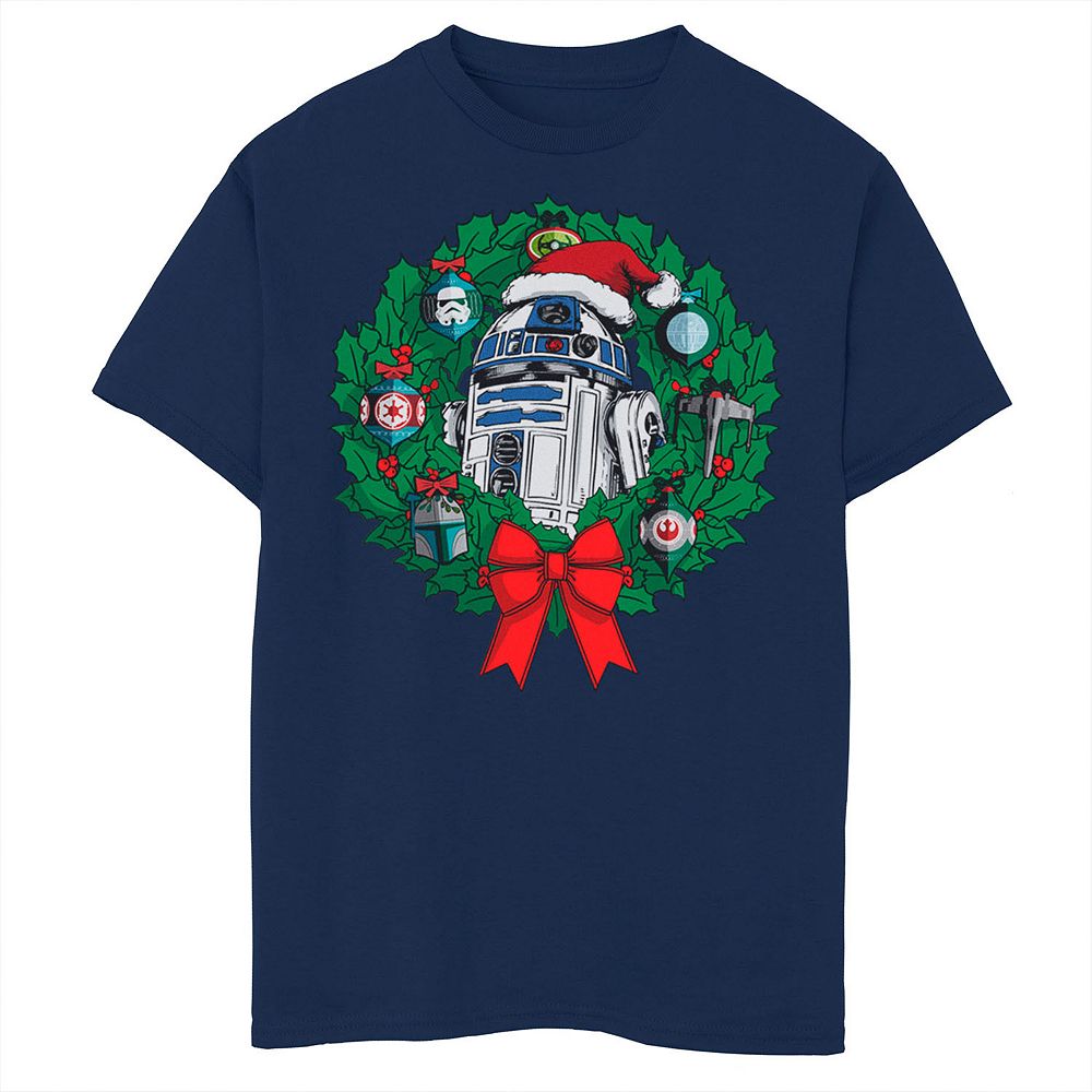 Boys 6-20 Star Wars Christmas R2-D2 Wreath Graphic Tee