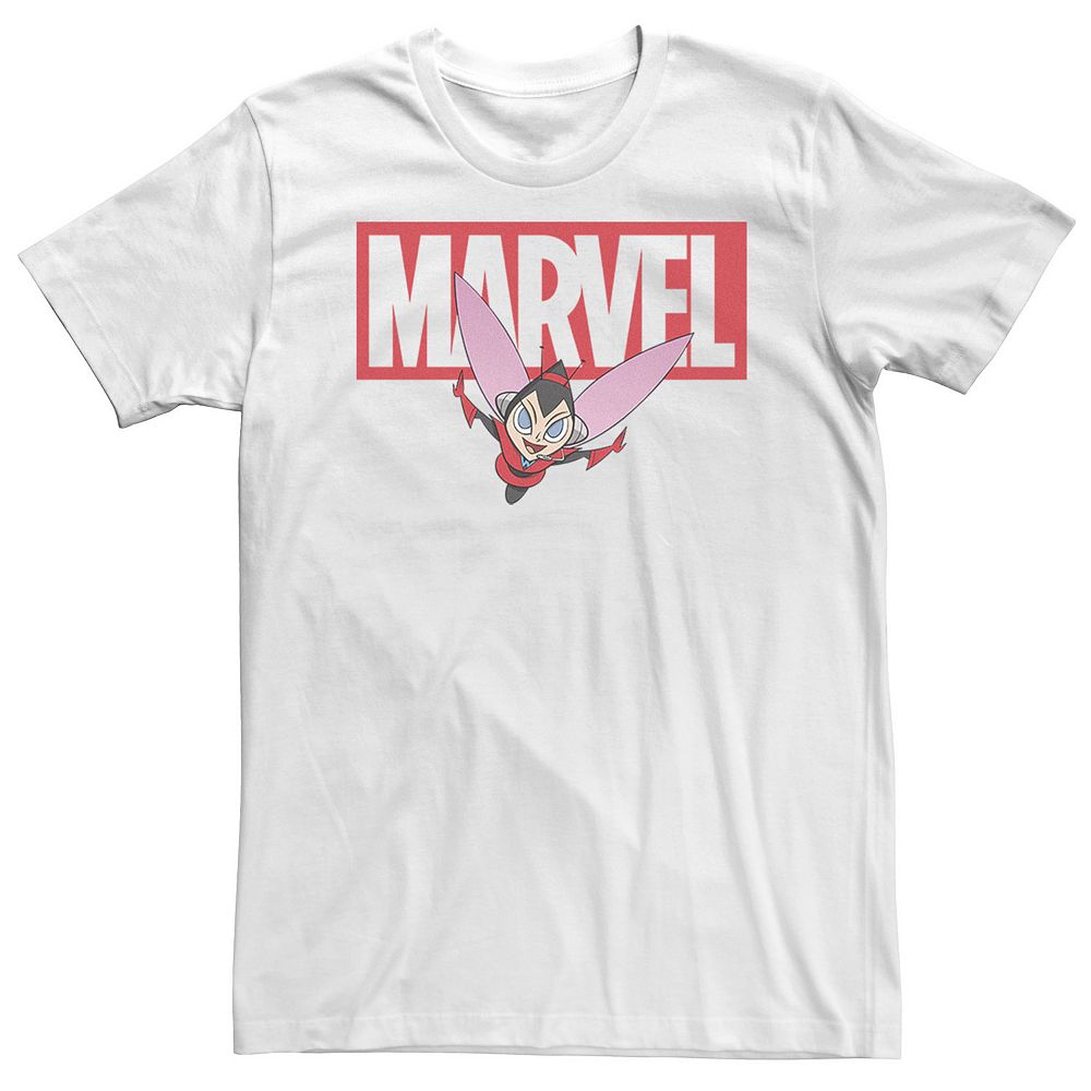 Big & Tall Marvel Wasp Chibi Action Pose Logo Outline Tee