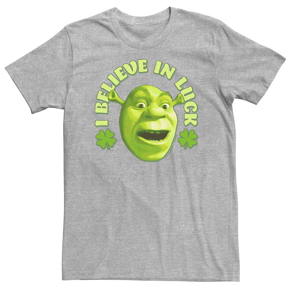 Big & Tall Shrek Big Face Saint Patrick's Day "I Believe In Luck" Tee