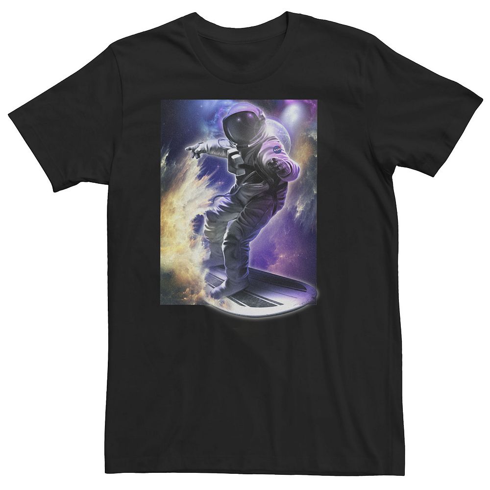 Big & Tall NASA Astronaut Trippy Surfing Poster Tee