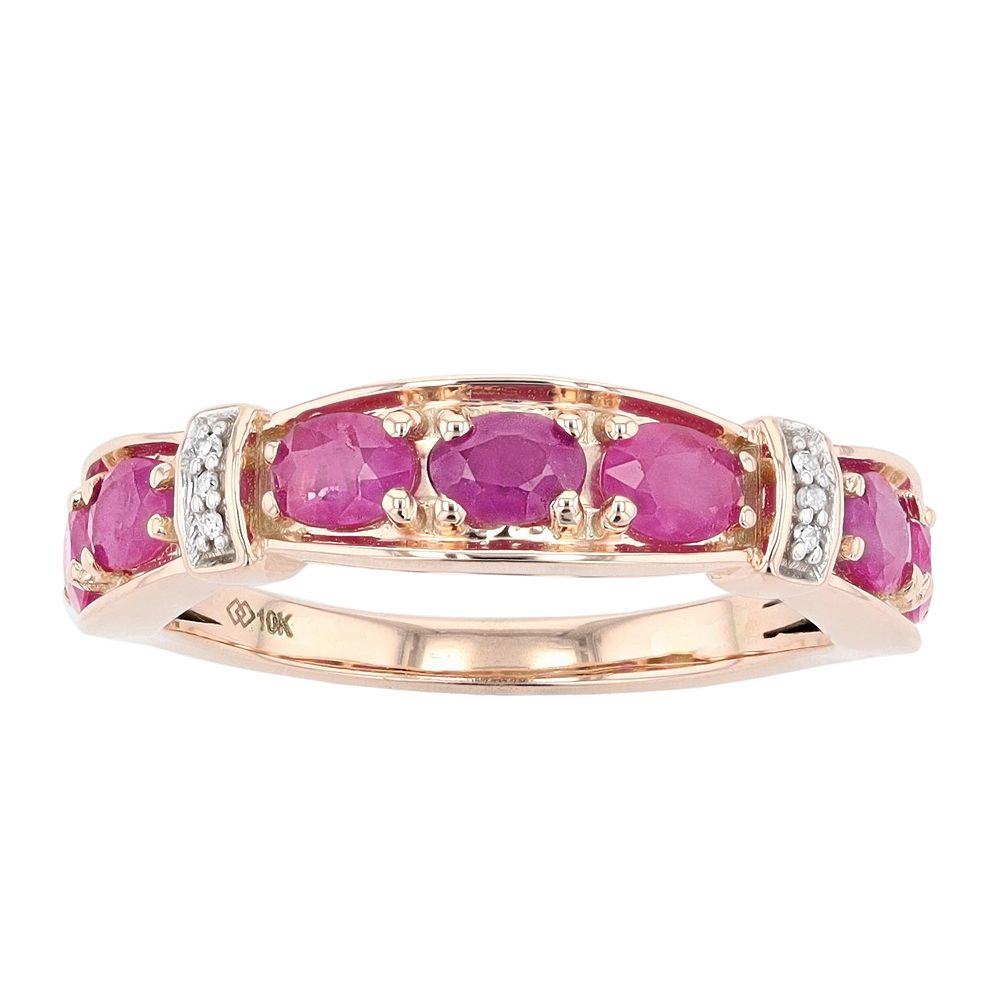 10k Rose Gold Oval Ruby & Diamond Accent Ring