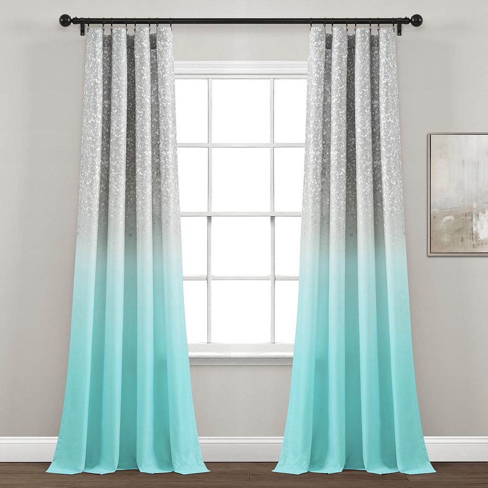 Lush Decor Glitter Ombre Metallic Print Window Curtain Set
