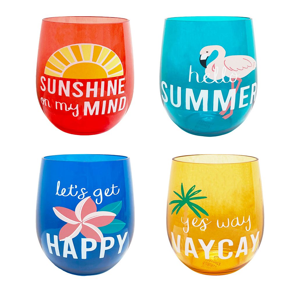 Celebrate Together™ Summer 4-pc. Palm Acrylic Stemless Wine Glass Set