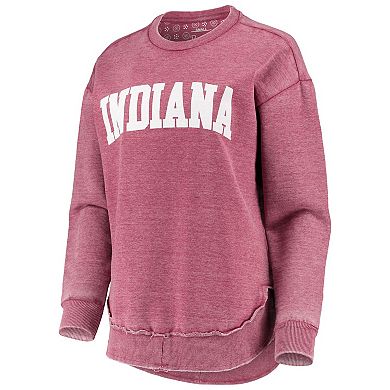 Women's Pressbox Crimson Indiana Hoosiers Vintage Wash Pullover Sweatshirt