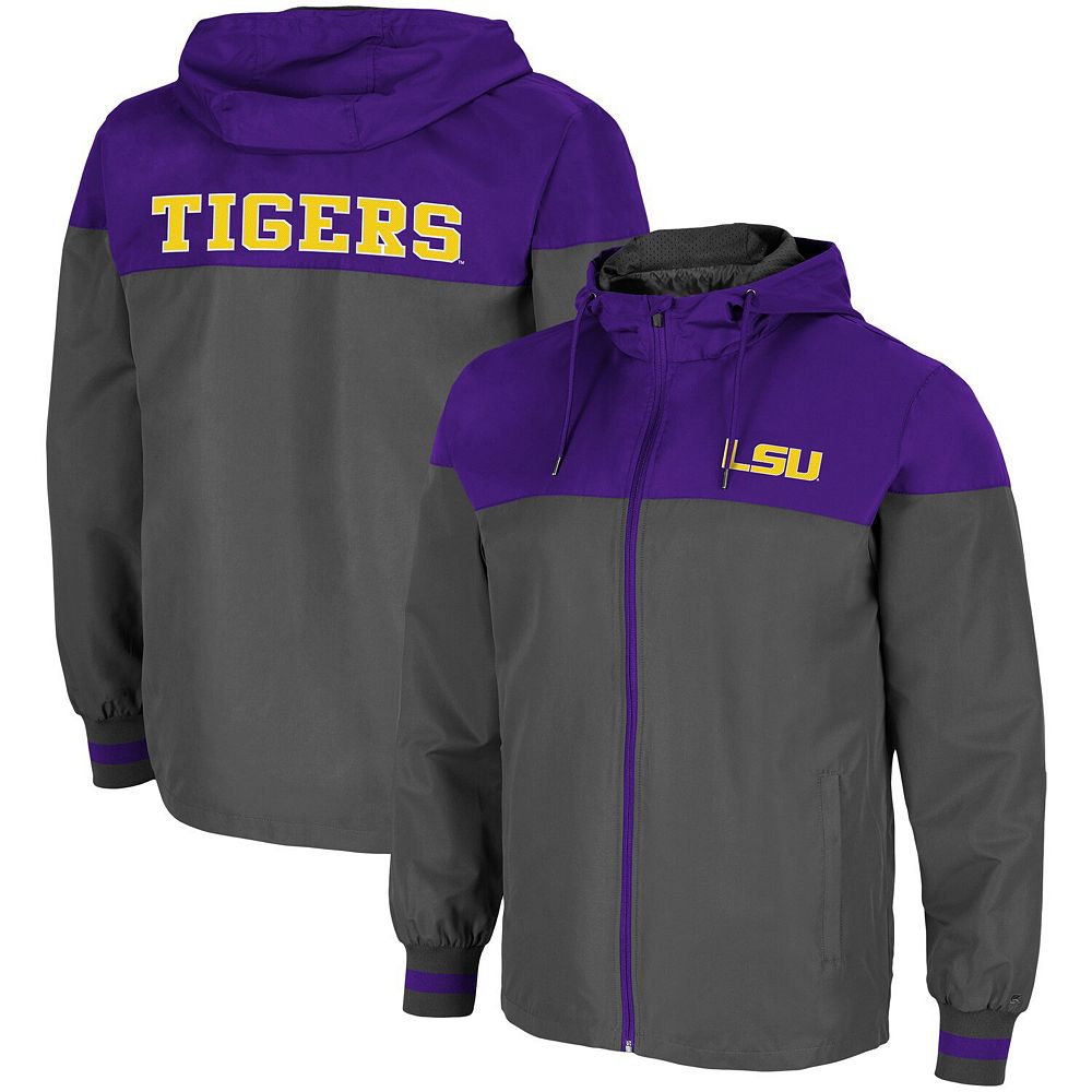 Men's Colosseum Charcoal/Purple LSU Tigers Game Night Full-Zip Jacket