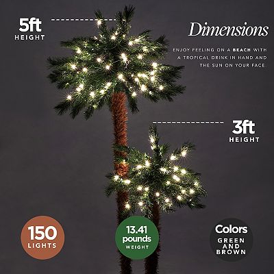 Pre Lit Palm Trees For Outdoor Use Island Breeze 5 Ft Palm Pre Lit