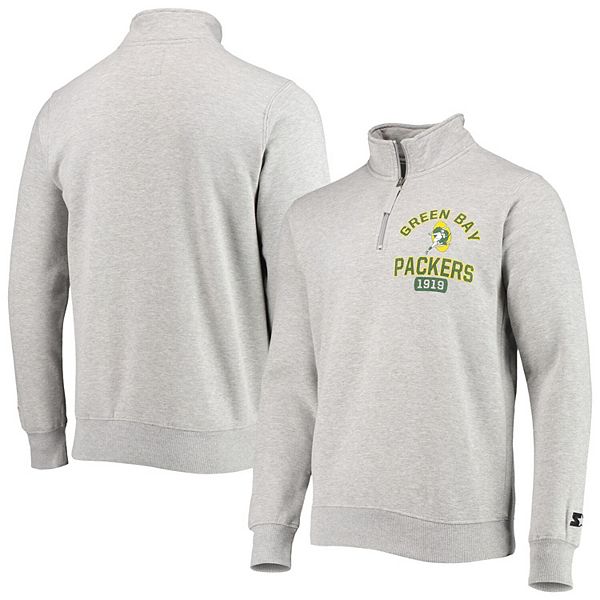 Men's Starter Gray Green Bay Packers Throwback Heisman Quarter-Zip Jacket