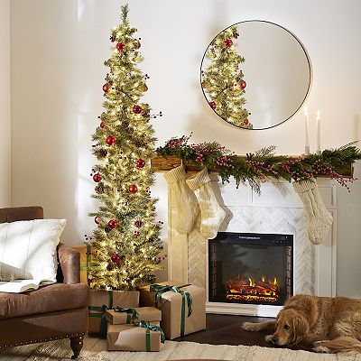 Cashmere Pencil Christmas Trees Nearly Natural 5 Ft. Pre Lit Cashmere