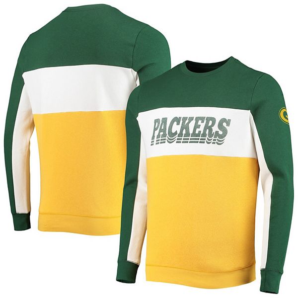 Men's Junk Food Green/Gold Green Bay Packers Color Block Pullover ...