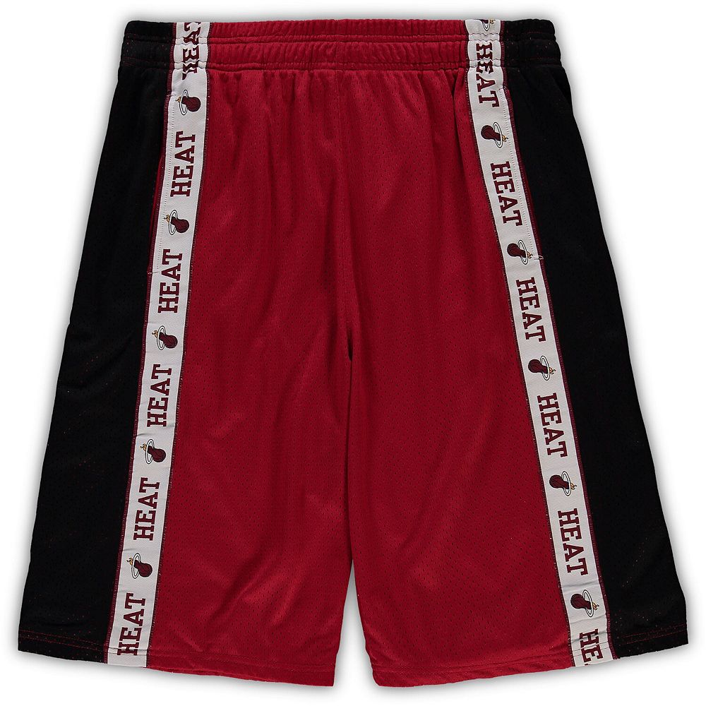 Men's Fanatics Branded Red/Black Miami Heat Big & Tall Tape Mesh Shorts