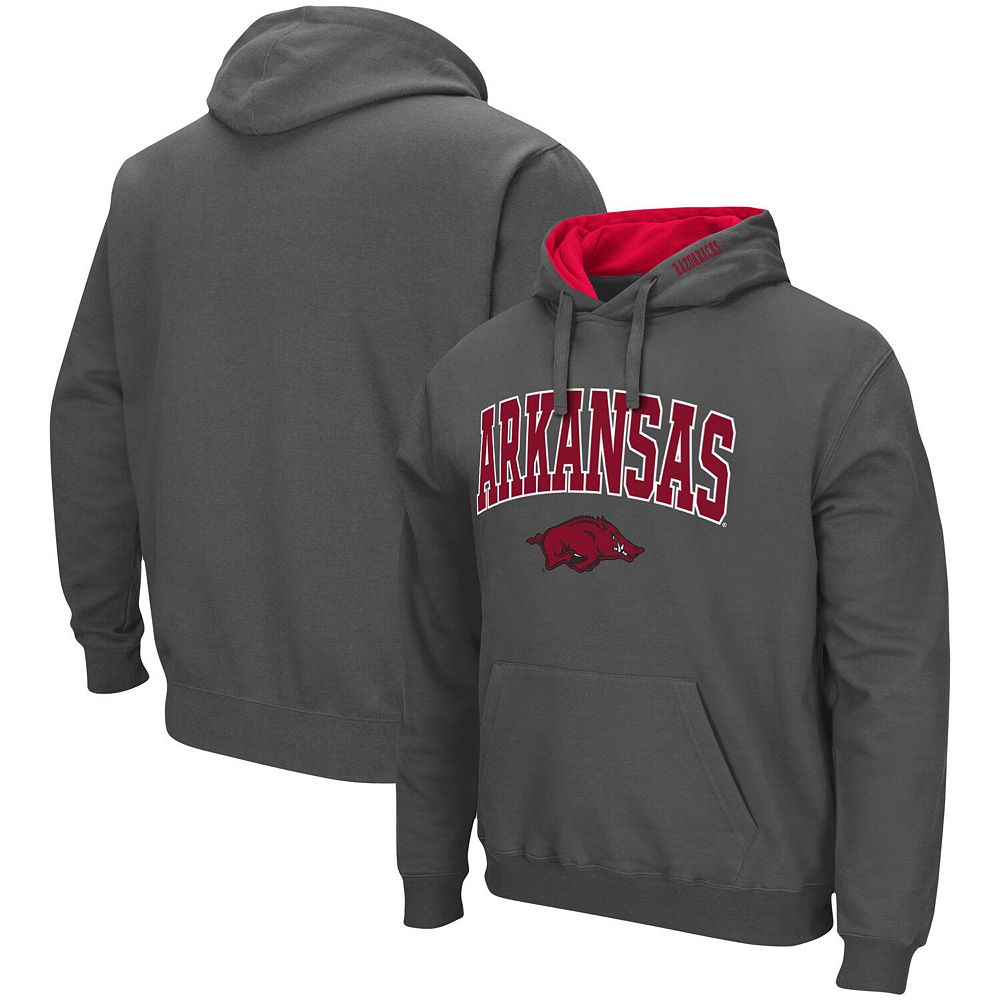 Men's Colosseum Charcoal Arkansas Razorbacks Arch & Logo 3.0 Pullover ...