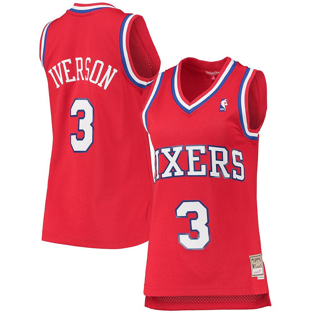 Women's Mitchell & Ness Allen Iverson Red Philadelphia 76ers 2002/03 ...
