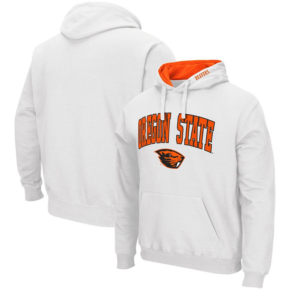 Men's Colosseum White Oregon State Beavers Arch & Logo 3.0 Pullover Hoodie