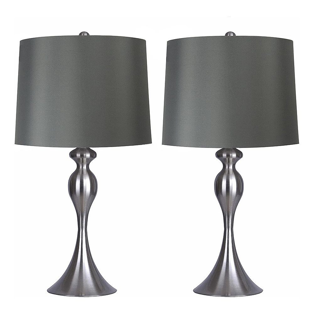 Grandview Gallery 27 Inch Tall Modern Metal Table Lamps, Dark Gray (Set ...