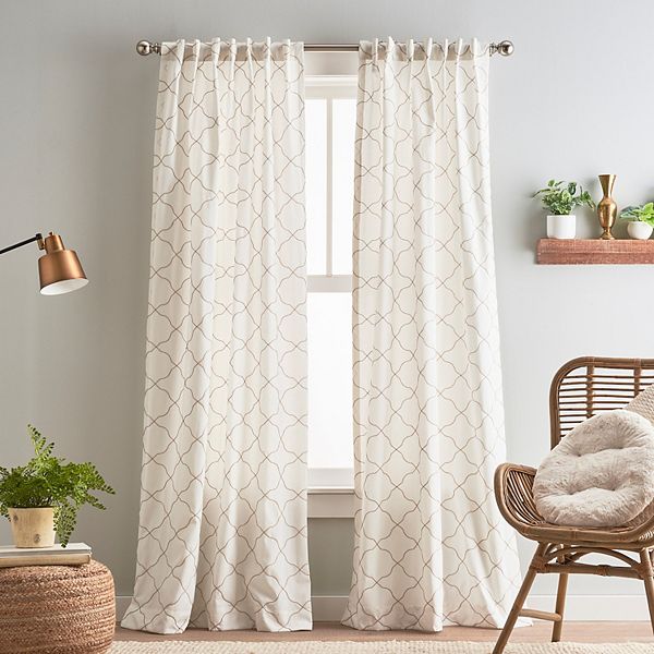 Peri Mallorca Embroidery Backtab 2-panel Window Curtain Set