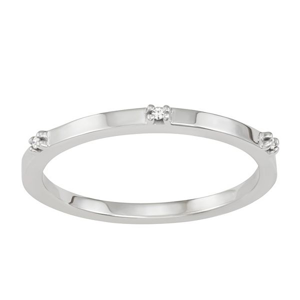 Charles & Colvard 14k White Gold Lab-Created Moissanite Accent ...