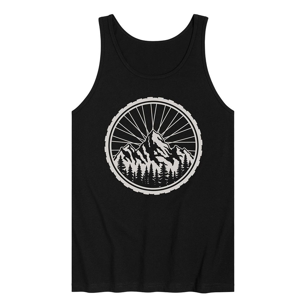 Men's Bike Wheel Mountain Scene Tank Top