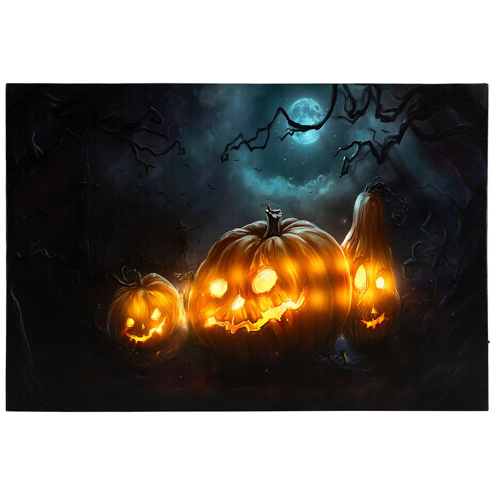 Northlight 23.5" LED Lighted Spooky Halloween Jack-o'-lantern Canvas ...
