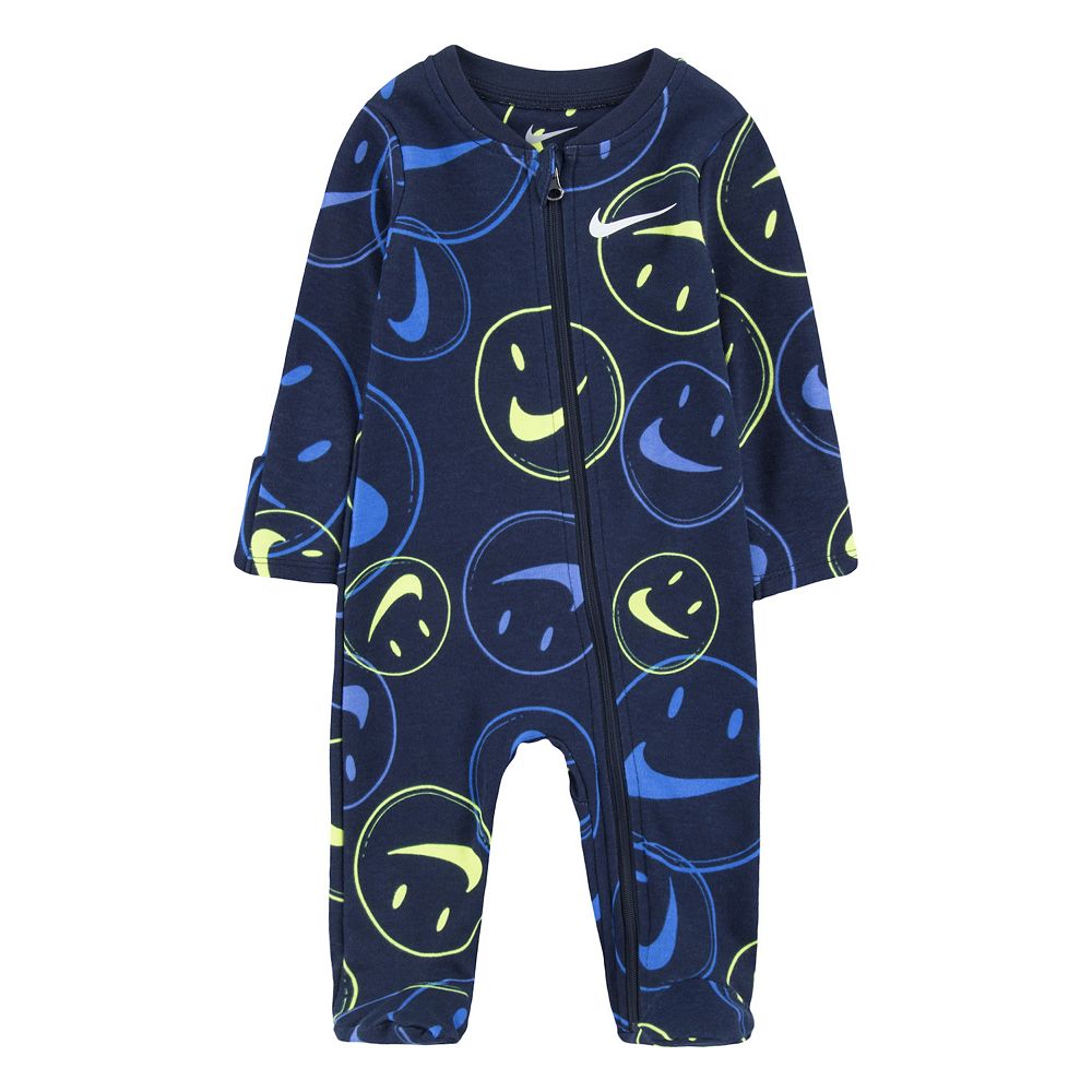 Baby Nike Smiley Face Print Sleep & Play One Piece Pajamas