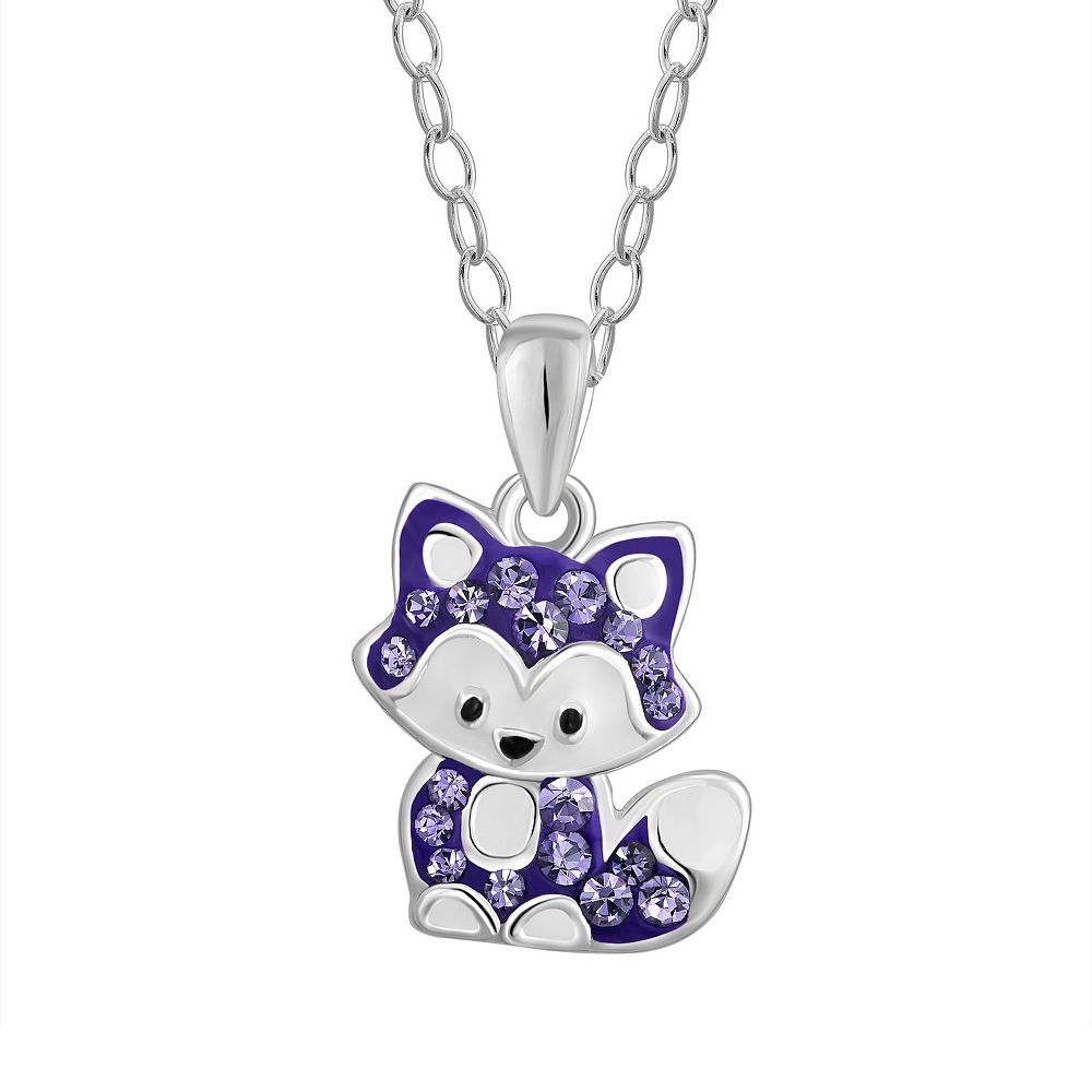 Charming Girl Kids' Sterling Silver Crystal Fox Pendant Necklace