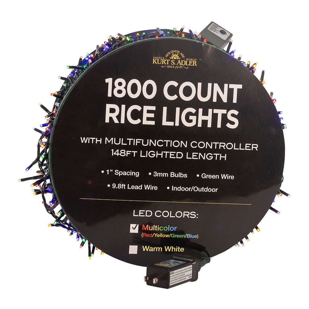 Kurt Adler 1800-Light 148-Ft. Multi-Color LED Rice Light Set