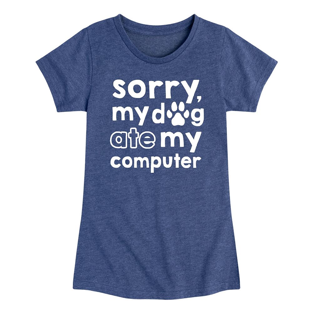 Girls 7-16 Sorry Dog Ate Computer Graphic Tee