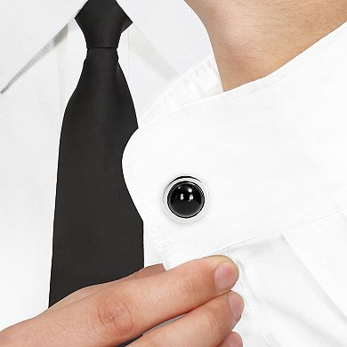 Stella Grace Sterling Silver Black Onyx Braided Accent Cufflinks