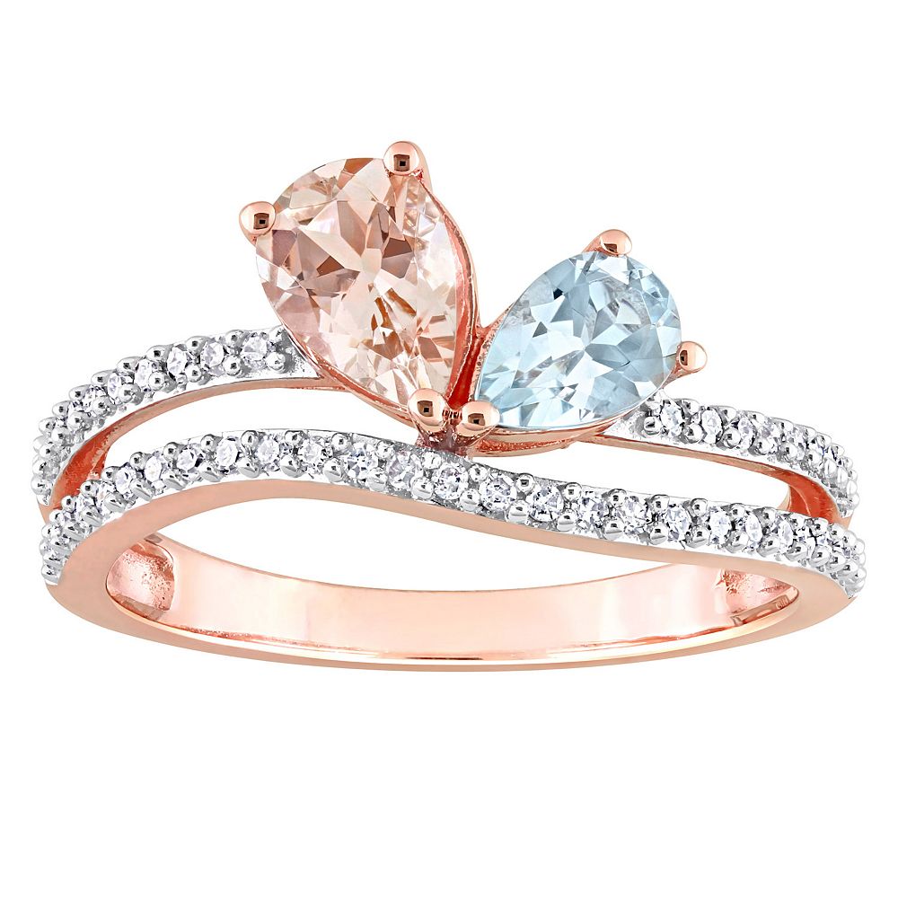 Stella Grace 10k Rose Gold Morganite, Aquamarine & 1/4 Carat T.W ...