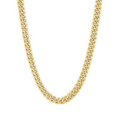 Everlasting Gold 10k Gold 6.15 mm Hollow Miami Curb Chain Necklace 26 in