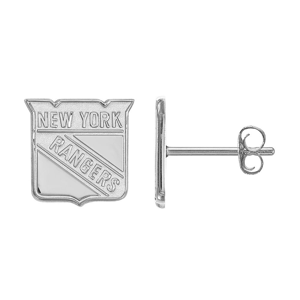 LogoArt New York Rangers Sterling Silver Mini Logo Stud Earrings