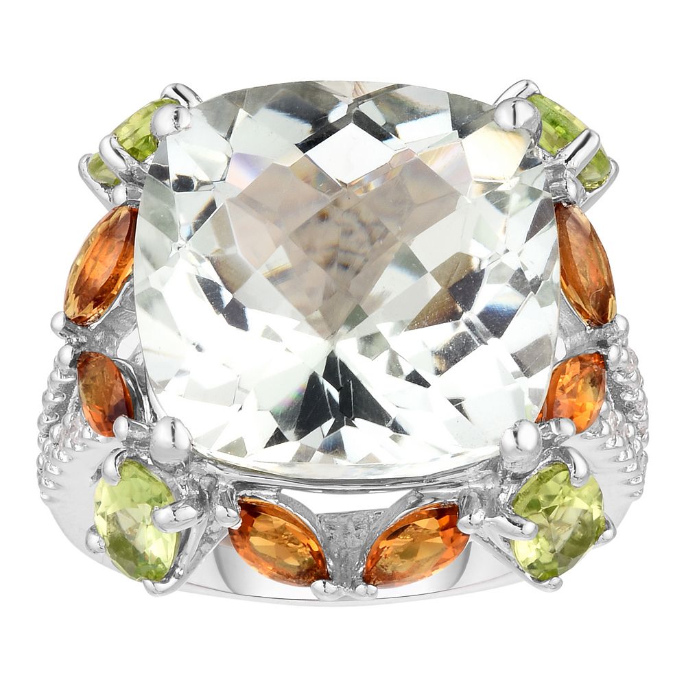 Oro Leoni Sterling Silver 1/10 Carat T.W. Diamond & Multi Gemstone ...