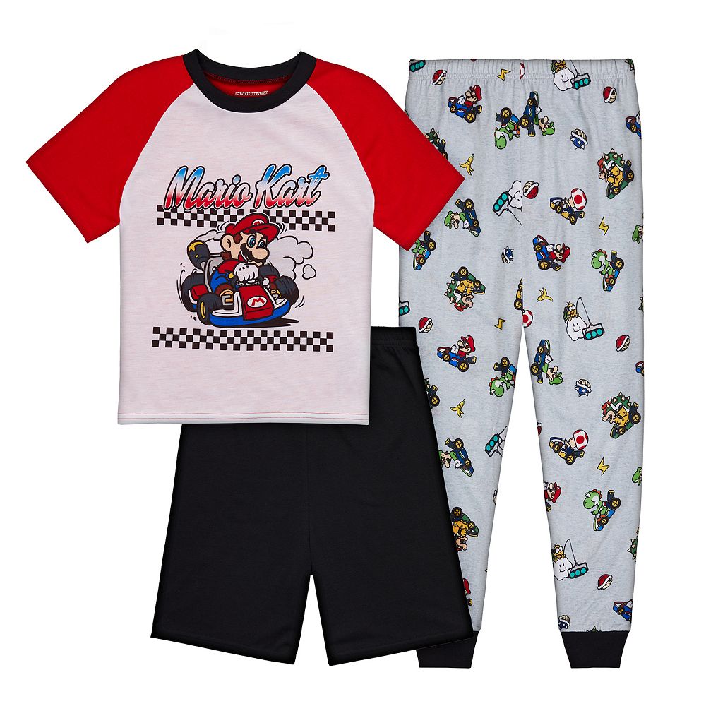 Boys 4-12 Nintendo Mario Kart Top, Shorts & Pants Pajama Set