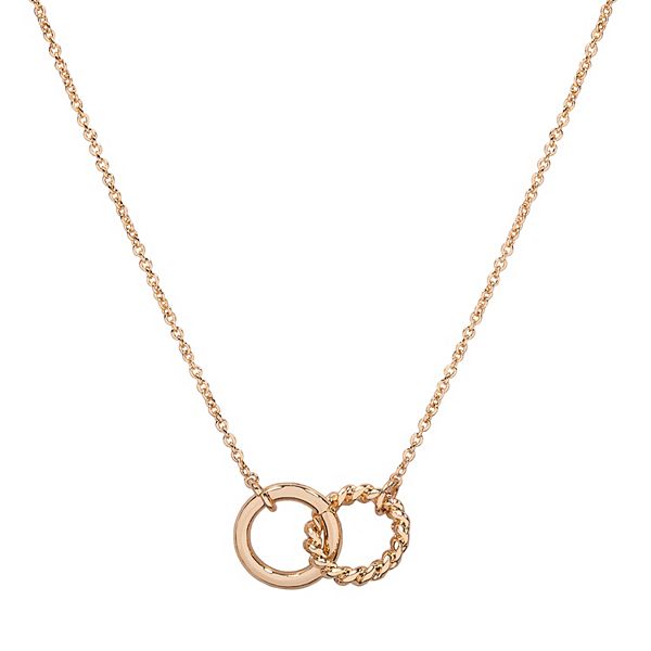 LC Lauren Conrad Gold Tone Interlocked Twisted Loop Pendant Necklace