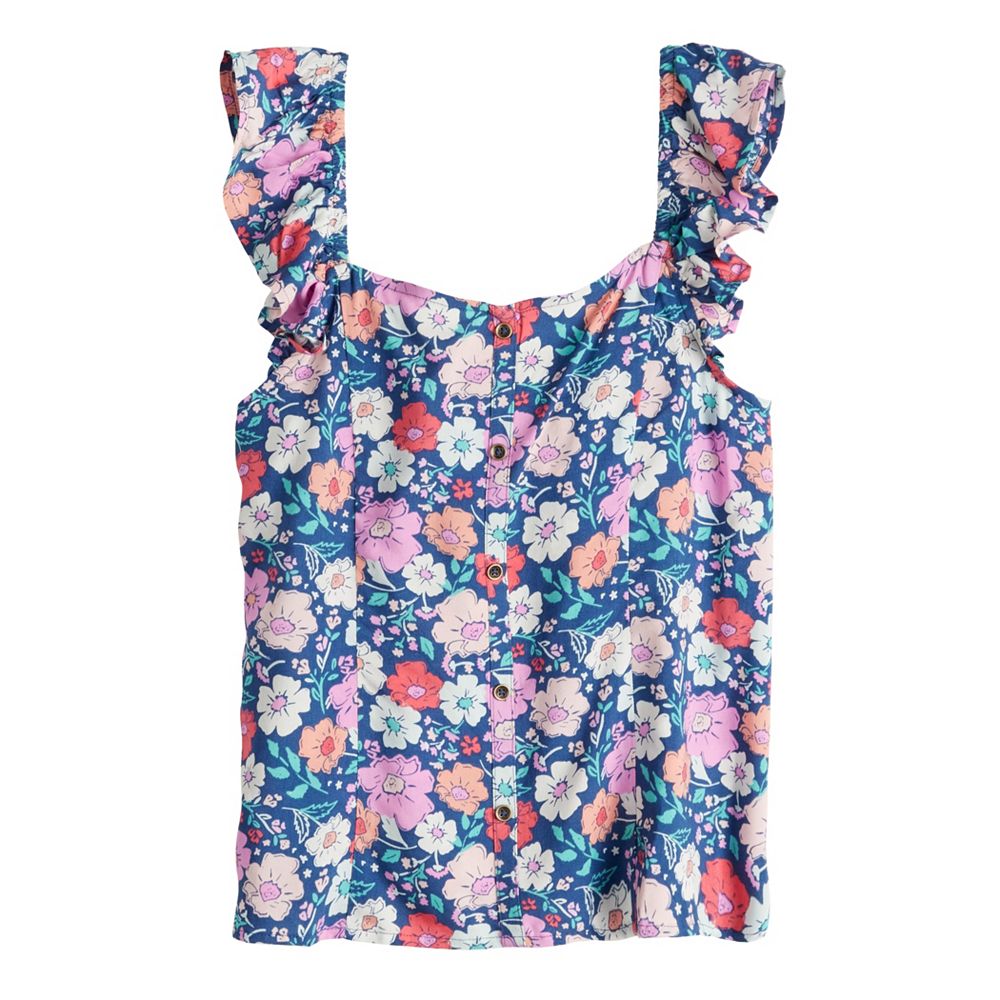 Girls 6-20 SO® Flutter Sleeve Button-Up Tank Top in Regular & Plus