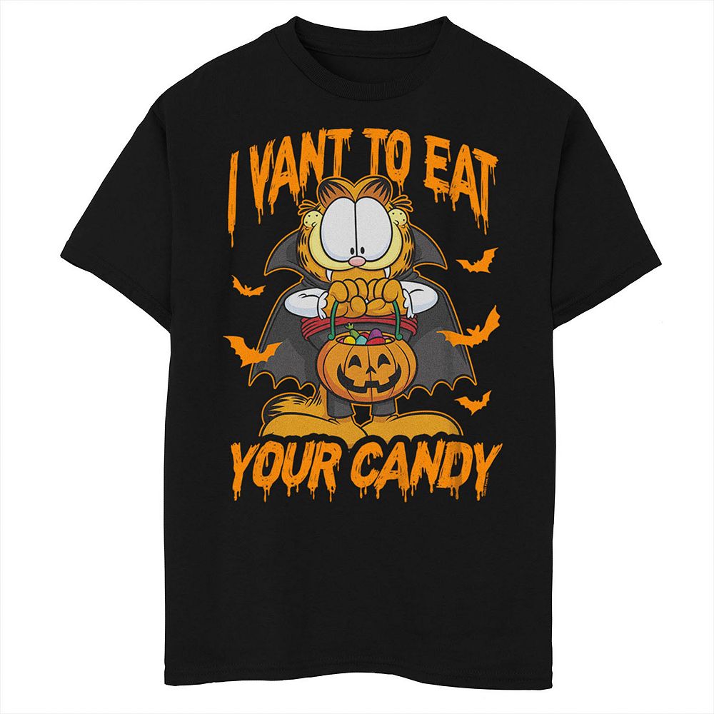 Boys 8-20 Garfield I Want To Eat Vampire Costume Portrait Graphic Tee