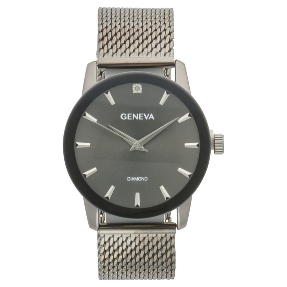Geneva Diamond Accent Gunmetal Mesh Men's Watch - KHA0001GU