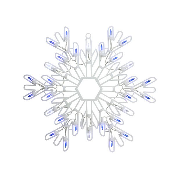 Northlight 15" LED White and Blue Snowflake Christmas Window Light