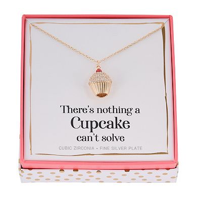 Gold Tone Cupcake Pendant Necklace
