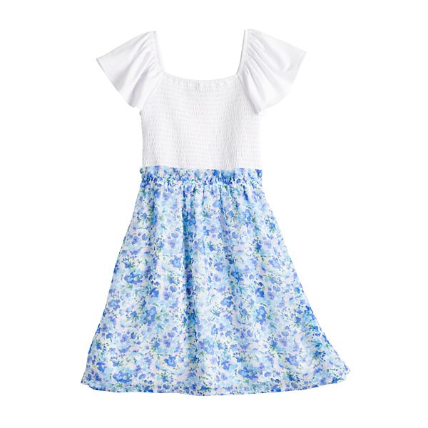 Girls 7-16 Three Pink Hearts Smocked Dress in Regular & Plus