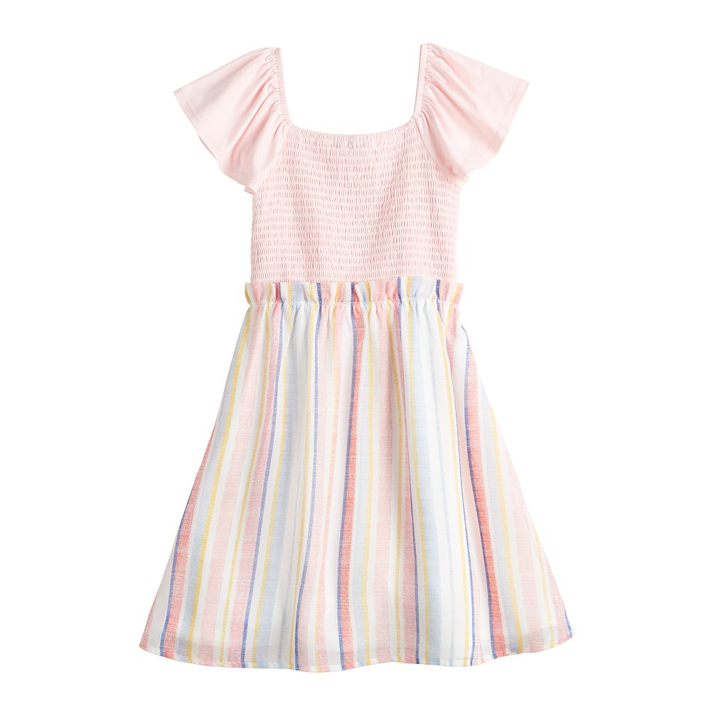 Girls 7-16 Three Pink Hearts Smocked Dress in Regular & Plus